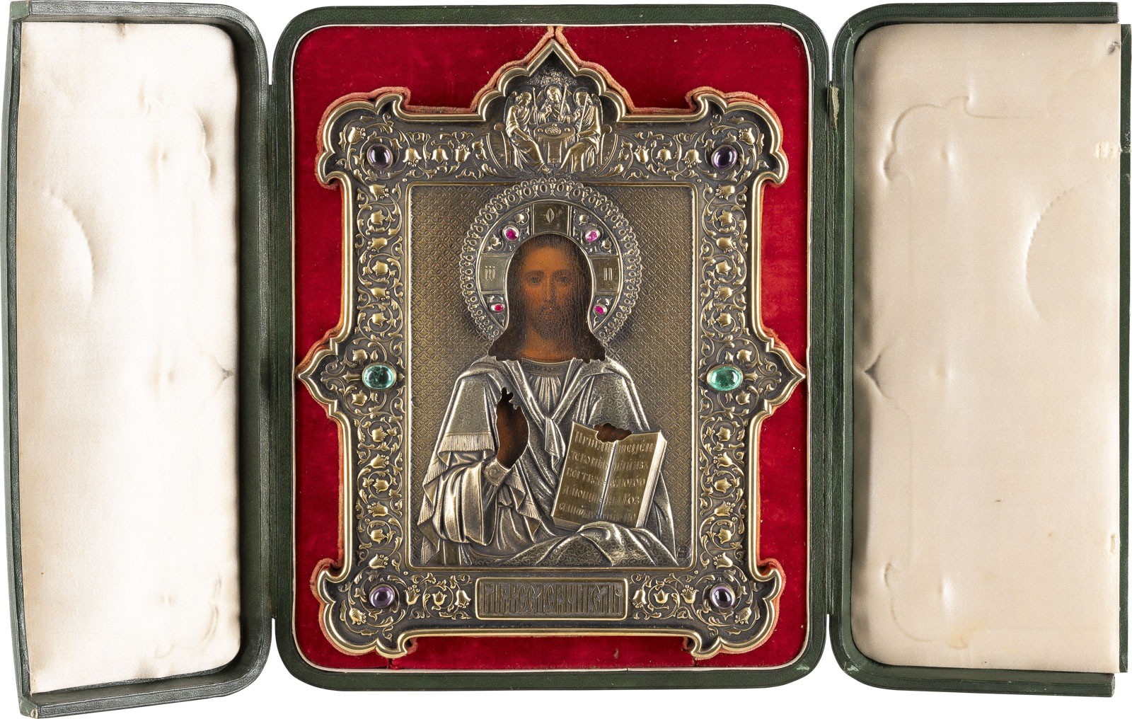 131: KUNST & IKONEN AUS DER ORTHODOXEN WELT | SEHR FEINE IKONE MIT CHRISTUS PANTOKRATOR MIT ...